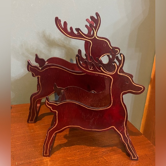Holiday | Vintage Lacquer Wooden Reindeer Sled Box Planter Set Of 2 ...